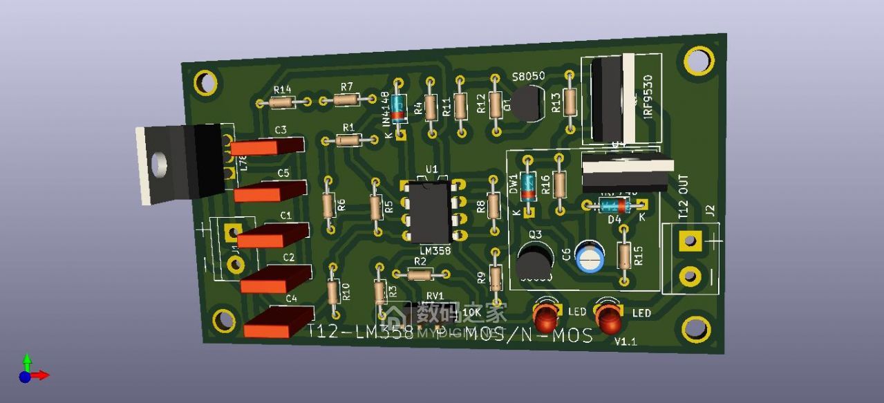学画的T12 PCB，大神帮忙看看能用不？（已经去打样了，到手再测试一下。） - 创意DIY 数码之家
