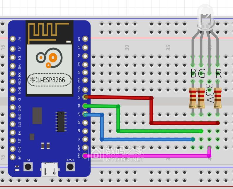 【零知esp8266】教程：手机app控制rgb Led 我爱单片机 数码之家 