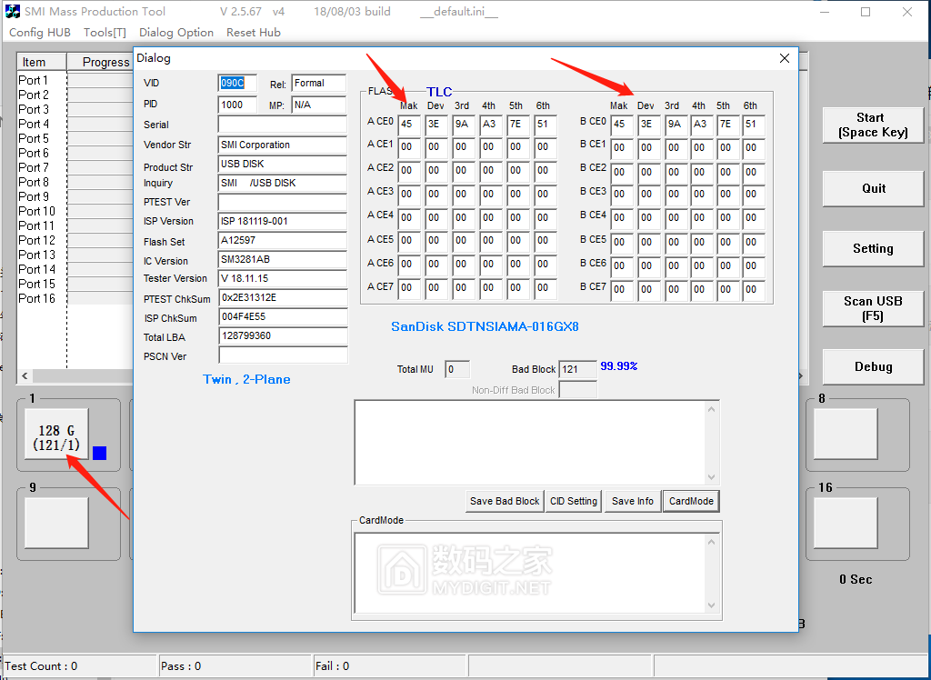 SM3281开闪迪SDTNSIAMA-64G，竟然真的能开。 - U盘存储技术 数码之家