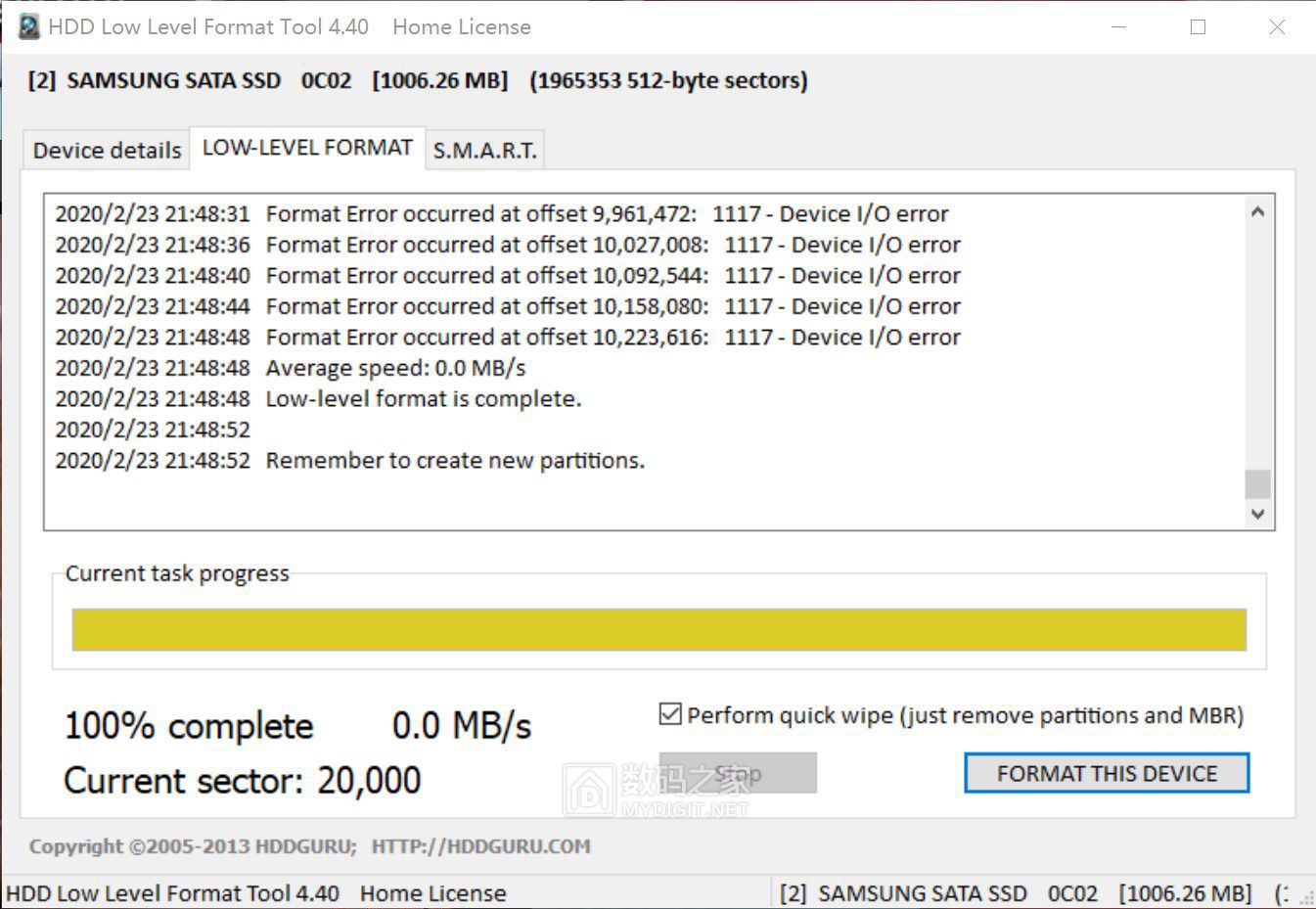 求助 】三星 SSD 格式化错误 I/O 设备错误（erasedisk-error：69888） - SSD存储技术 数码之家