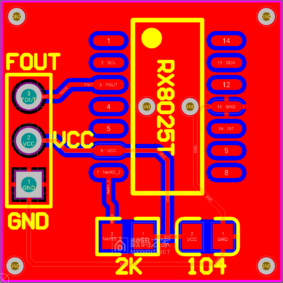 看这么多人都玩RX8025，分享个自己画的原理图和PCB图，可以去撸5元的PCB打样 - 创意DIY 数码之家