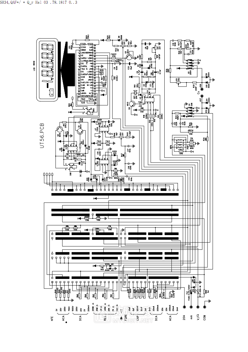 优利德万用表电路图UT56、UT58A、UT58D - 仪表谈谈 数码之家