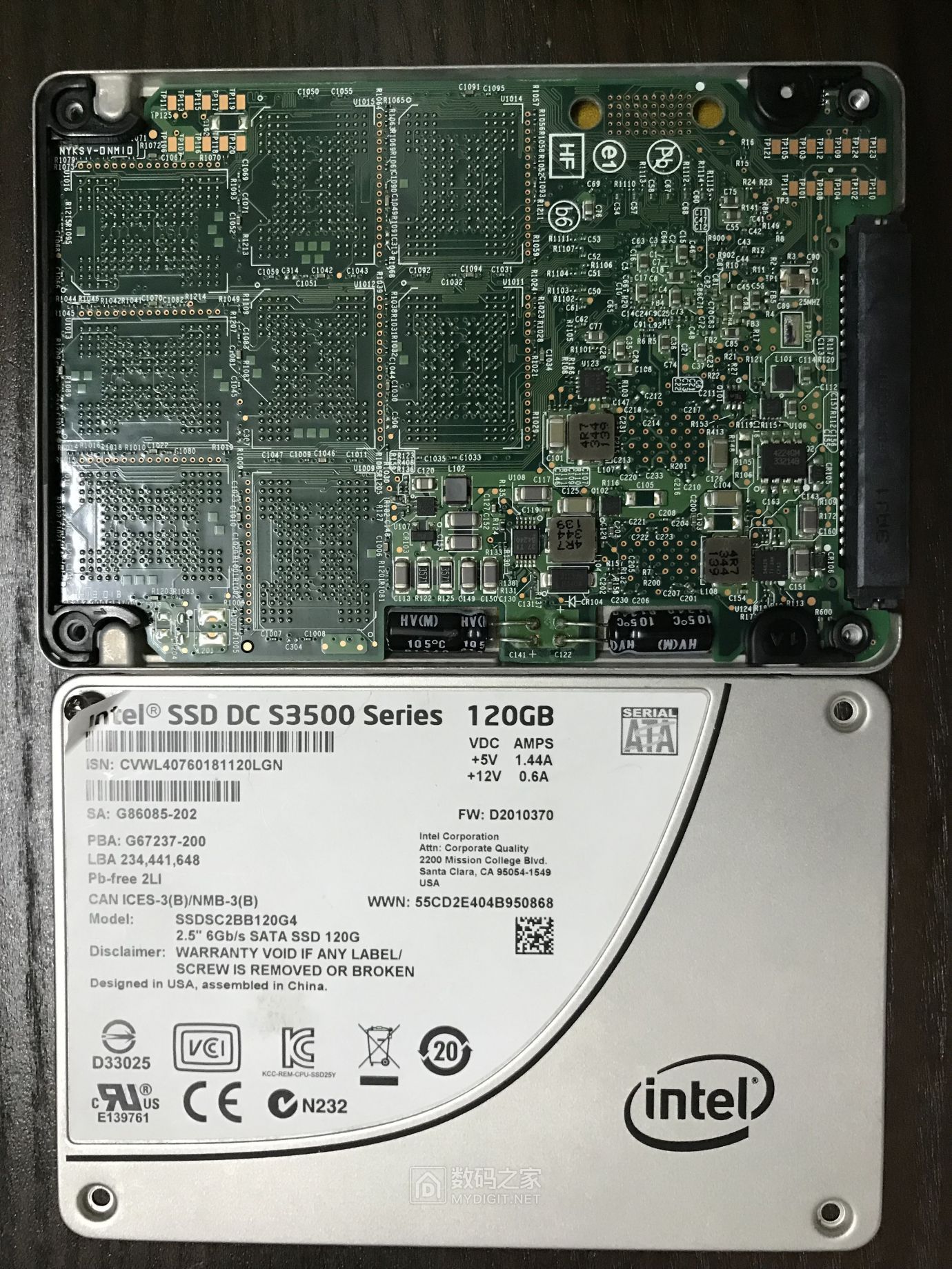 拆英特尔Intel SSD DC S3500 Series 120GB 固态硬盘 - 拆机乐园 数码之家