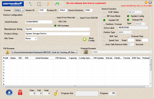 ASM235-225关闭休眠方法 ASM1153E Tools for Turning off Sleep Mode - SSD存储技术 数码之家