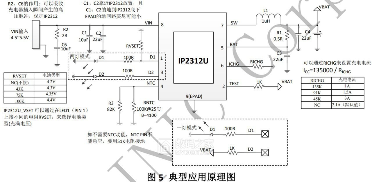 英集芯IP2312充电模块电流设置方法 - 电源/充电器 数码之家