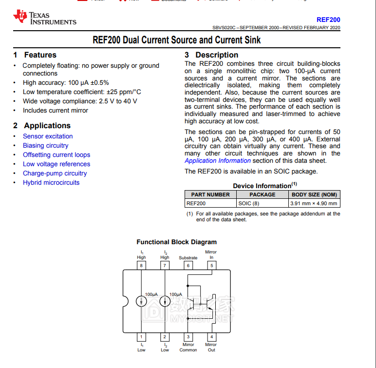 无须电阻单一芯片REF200制作100/200/300/400UA的恒流源 - 仪表谈谈 数码之家