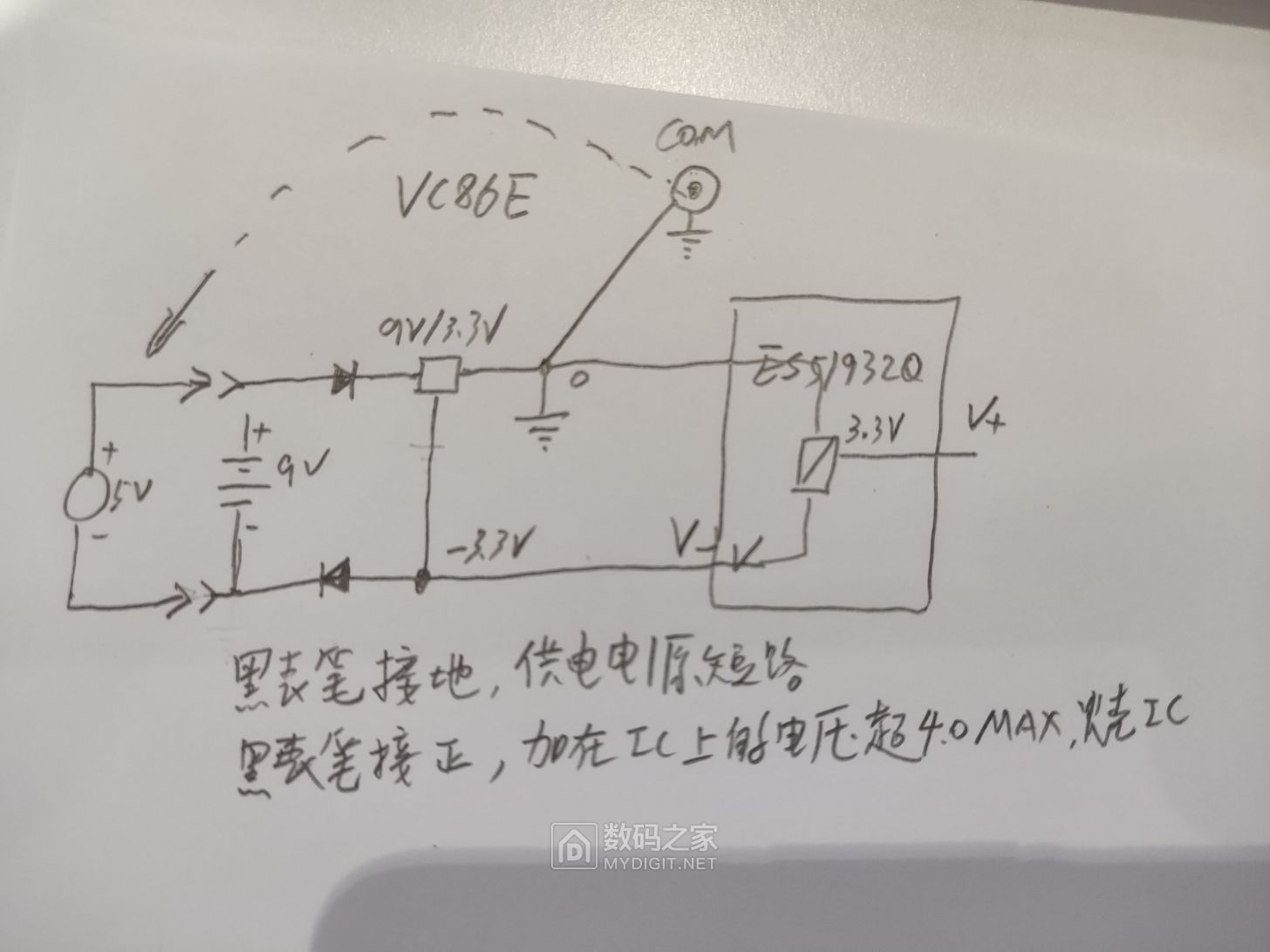 VC86E外接电源导致芯片烧毁 - 仪表谈谈 数码之家