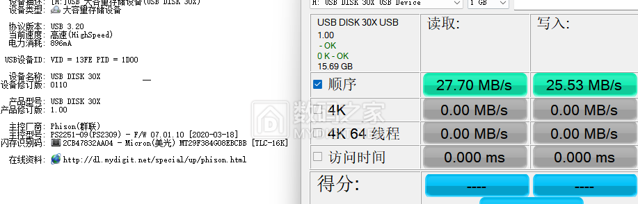 UP309开pslc的B0K速度跟2.0一样 - U盘存储技术 数码之家