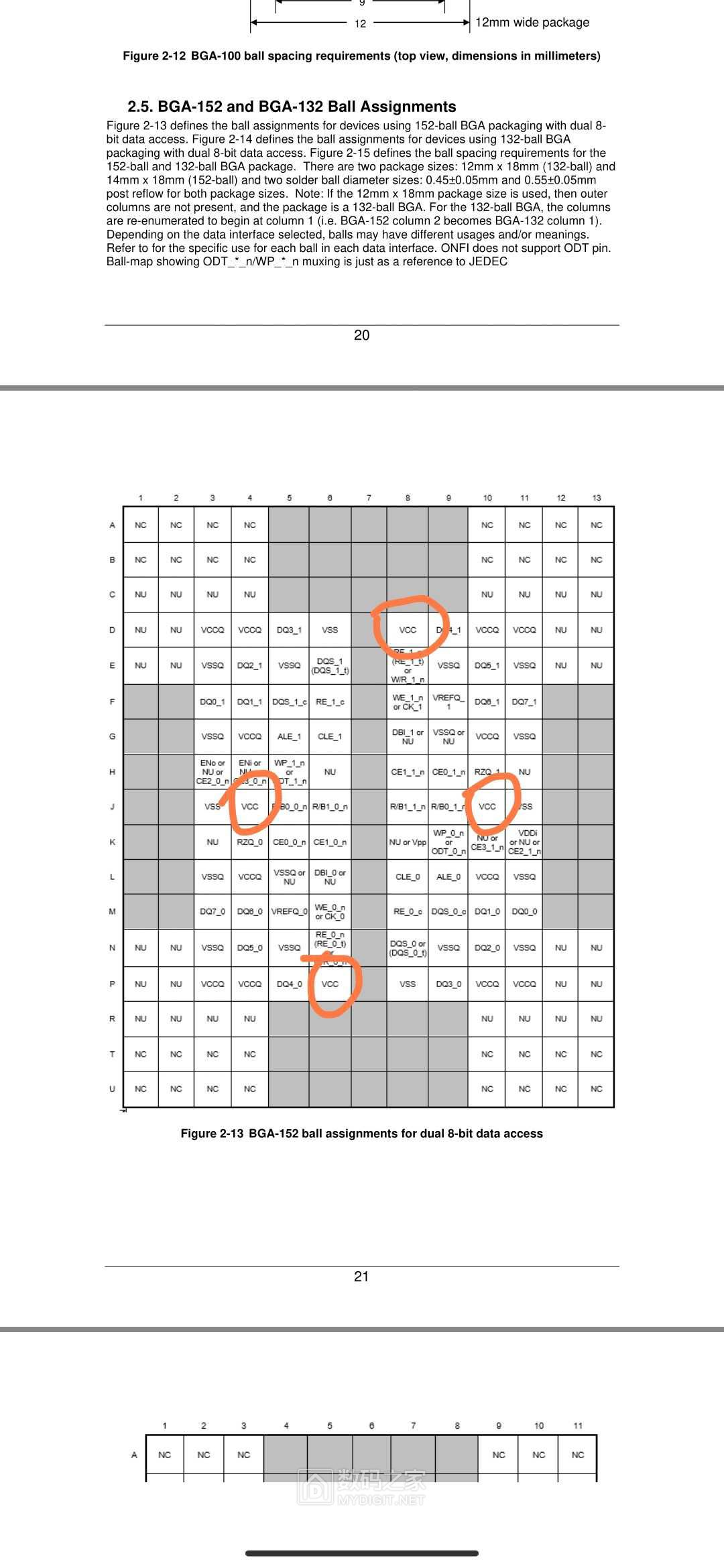 BGA132/152闪存引脚有效点位图 - SSD存储技术 数码之家