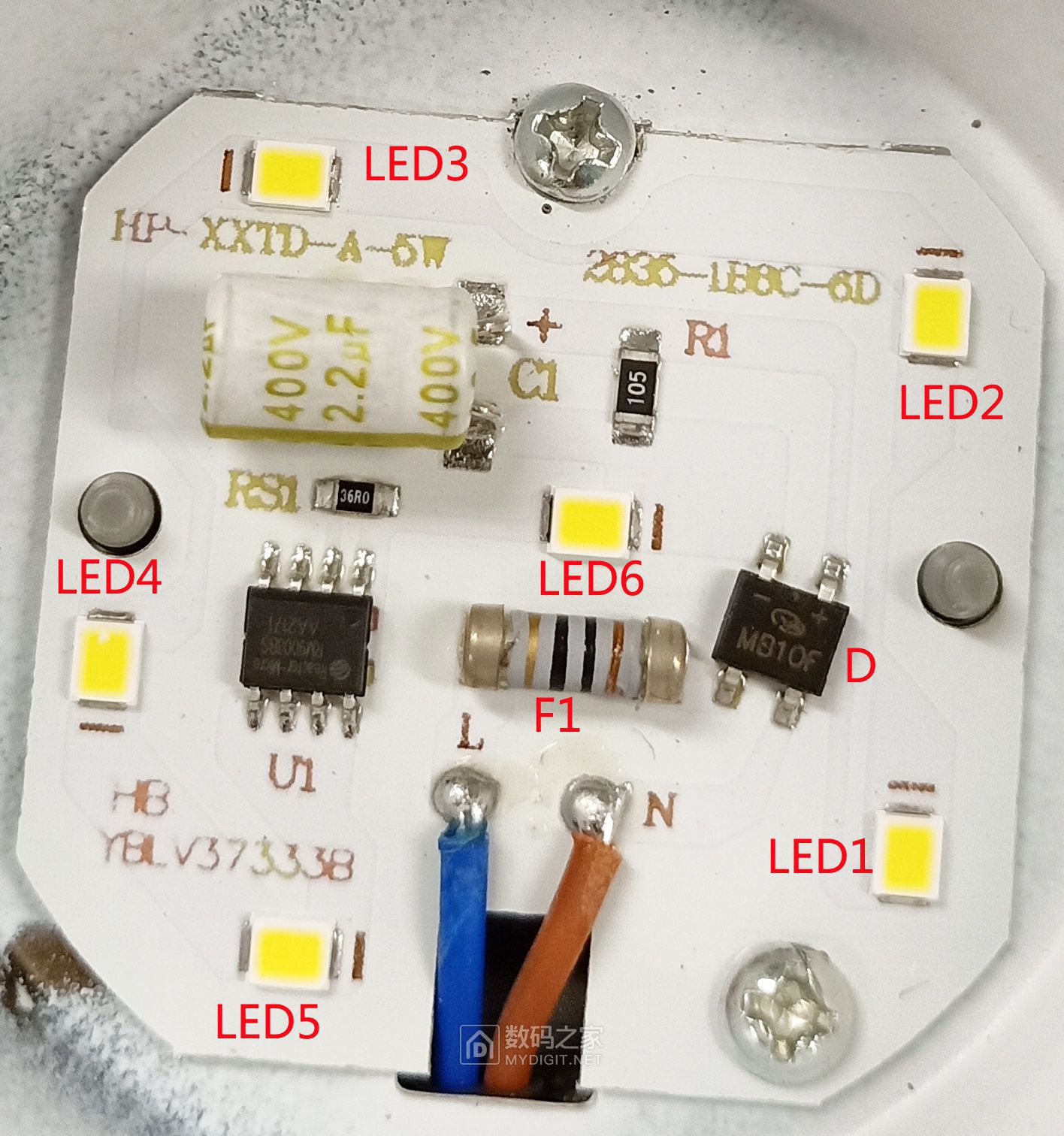 拆测两个小功率非隔离LED筒灯并简单了解BUCK电路 - 手电筒/照明 数码之家