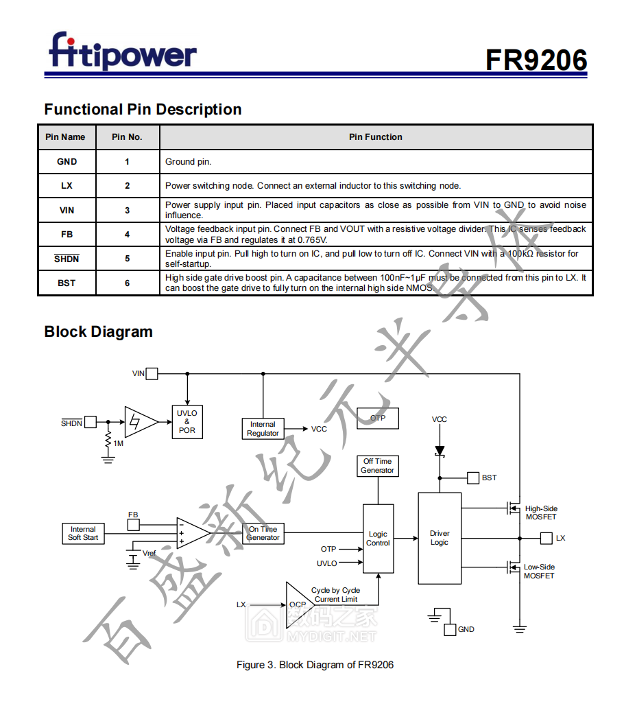 FR9206 SOT23-6 3A同步降压芯片 DC-DC转换器 - 电子学堂 数码之家