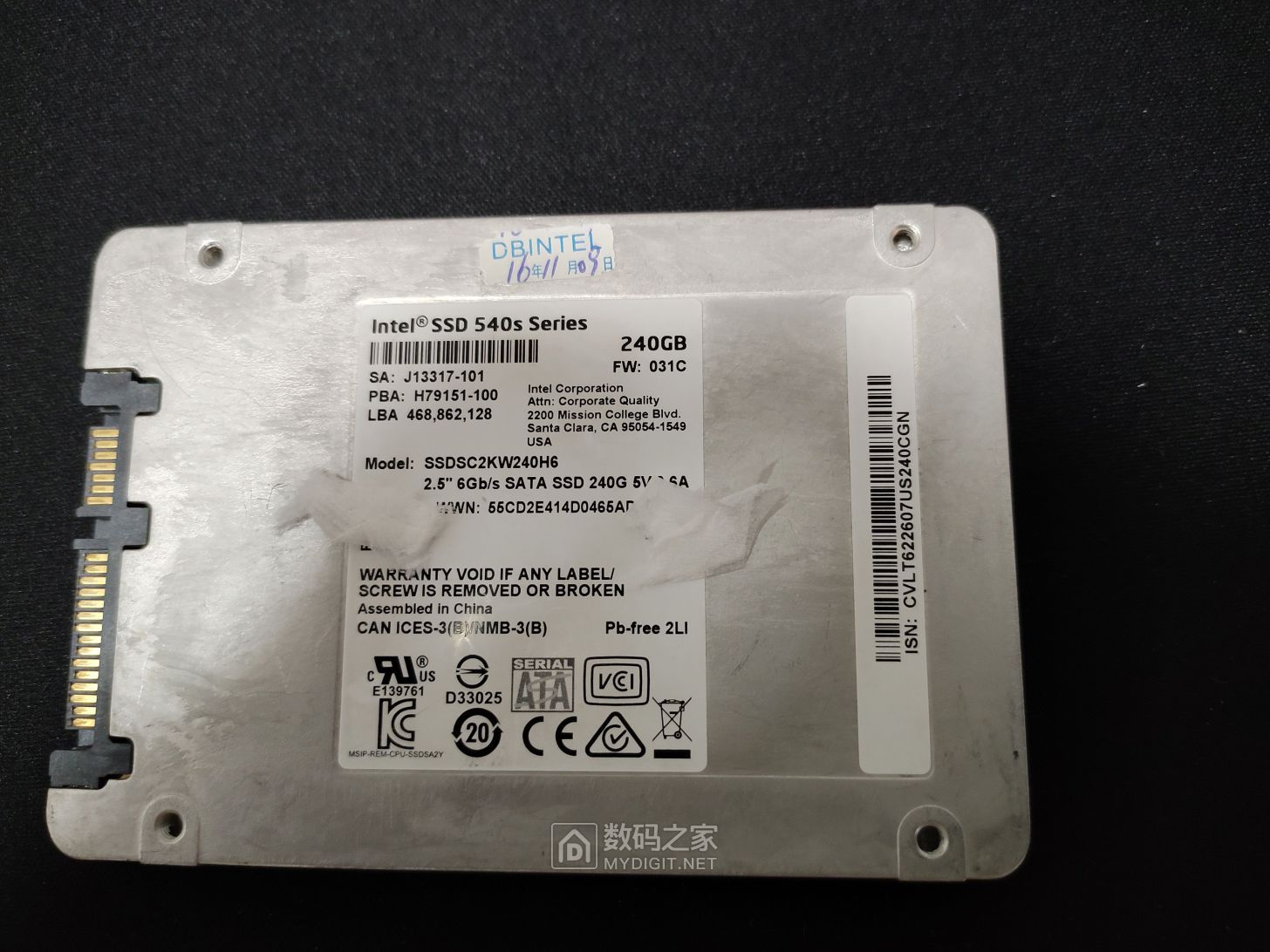 拆解英特尔540s Series 240G固态硬盘 - 拆机乐园 数码之家
